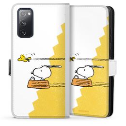 DeinDesign Galaxy S20 FE Handy Klapph&uuml;lle Handyh&uuml;lle aus Kunst Leder wei&szlig; Flip Case Snoopy Peanuts Children Sideflip mit Lasche