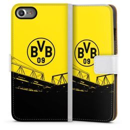 DeinDesign iPhone SE (2020) Handy Klapph&uuml;lle Handyh&uuml;lle aus Kunst Leder wei&szlig; Flip Case Bvb Borussia Dortmund Merchandise Sideflip mit Lasche
