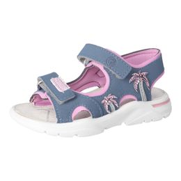 Ricosta M&auml;dchen Sandale "Carmi", Gr. 33blau, rosa, Lederimitat, Textil, kontrastfarbene Details, Schuhe, Klettschuh mit Glitzer, mit WMS,