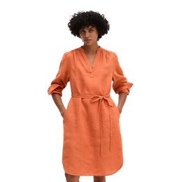 Marc O'Polo MARC O'POLO Damen Midikleid "mit Taillenbindeband"warm orange, Gr. 36, unifarben, Obermaterial: 100% Leinen. Futter: 100% Baumwolle, Kleider