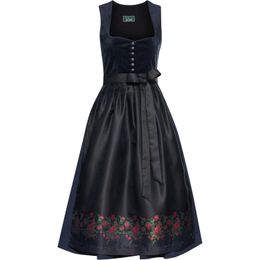 Luis Steindl Langes Dirndl mit Rosensch&uuml;rze Dunkelblau/Rot/Gr&uuml;n (Gr&ouml;&szlig;e: 42)