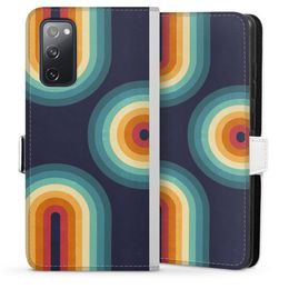 DeinDesign Galaxy S20 FE Handy Klapph&uuml;lle Handyh&uuml;lle aus Kunst Leder wei&szlig; Flip Case Retro Colourful Rainbow Sideflip mit Lasche