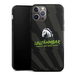 DeinDesign iPhone 12 Pro Handy Slim Case extra d&uuml;nn Silikon Handyh&uuml;lle schwarz H&uuml;lle Horse Borussia M&ouml;nchengladbach Official Licensed Product Silikon Slim Case