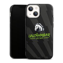 DeinDesign iPhone 13 Mini Handy Slim Case extra d&uuml;nn Silikon Handyh&uuml;lle schwarz H&uuml;lle Horse Borussia M&ouml;nchengladbach Official Licensed Product Silikon Slim Case