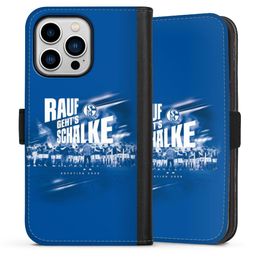 DeinDesign iPhone 13 Pro Handy Klapph&uuml;lle Handyh&uuml;lle aus Kunst Leder schwarz Flip Case Official Licensed Product Ascent Fc Schalke 04 Sideflip mit Lasche