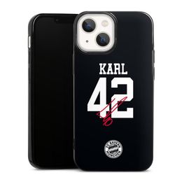 DeinDesign iPhone 13 Mini Handy Slim Case extra d&uuml;nn Silikon Handyh&uuml;lle schwarz H&uuml;lle Merchandise Fc Bayern M&uuml;nchen Lennart Karl Silikon Slim Case