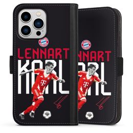 DeinDesign iPhone 13 Pro Handy Klapph&uuml;lle Handyh&uuml;lle aus Kunst Leder schwarz Flip Case Official Licensed Product Fcb Lennart Karl Sideflip mit Lasche