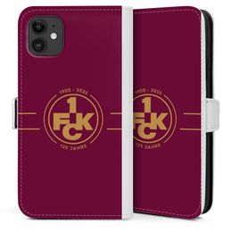 DeinDesign iPhone 11 Handy Klapph&uuml;lle Handyh&uuml;lle aus Kunst Leder wei&szlig; Flip Case 1. Fc Kaiserslautern Official Licensed Product 125 Jahre Sideflip mit Lasche