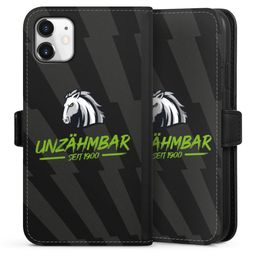 DeinDesign iPhone 11 Handy Klapph&uuml;lle Handyh&uuml;lle aus Kunst Leder schwarz Flip Case Horse Borussia M&ouml;nchengladbach Official Licensed Product Sideflip mit Lasche