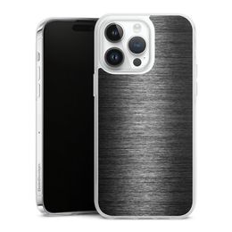 DeinDesign iPhone 14 Pro Max Handy Silikon H&uuml;lle Case transparent Handyh&uuml;lle Anthracite Metallic Look Metal Silikon Case