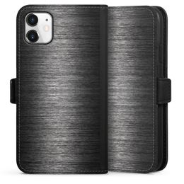 DeinDesign iPhone 11 Handy Klapph&uuml;lle Handyh&uuml;lle aus Kunst Leder schwarz Flip Case Anthracite Metallic Look Metal Sideflip mit Lasche