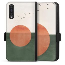 DeinDesign Galaxy A50 Handy Klapph&uuml;lle Handyh&uuml;lle aus Kunst Leder schwarz Flip Case Sunshine Bird Sunset Sideflip mit Lasche