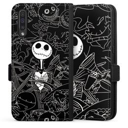 DeinDesign Galaxy A50 Handy Klapph&uuml;lle Handyh&uuml;lle aus Kunst Leder schwarz Flip Case Disney Nightmare Before Christmas Halloween Sideflip mit Lasche