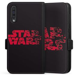 DeinDesign Galaxy A50 Handy Klapph&uuml;lle Handyh&uuml;lle aus Kunst Leder schwarz Flip Case Star Wars Merchandise Logo Sideflip mit Lasche