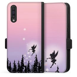 DeinDesign Galaxy A50 Handy Klapph&uuml;lle Handyh&uuml;lle aus Kunst Leder schwarz Flip Case Tinkerbells Official Licensed Product Disney Sideflip mit Lasche