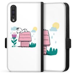 DeinDesign Galaxy A50 Handy Klapph&uuml;lle Handyh&uuml;lle aus Kunst Leder schwarz Flip Case Snoopy Dog Official Licensed Product Sideflip mit Lasche