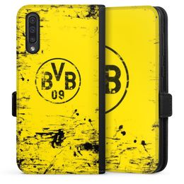DeinDesign Galaxy A50 Handy Klapph&uuml;lle Handyh&uuml;lle aus Kunst Leder schwarz Flip Case Bvb Official Licensed Product Borussia Dortmund Sideflip mit Lasche