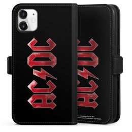 DeinDesign iPhone 11 Handy Klapph&uuml;lle Handyh&uuml;lle aus Kunst Leder schwarz Flip Case Acdc Merchandise Logo Sideflip mit Lasche