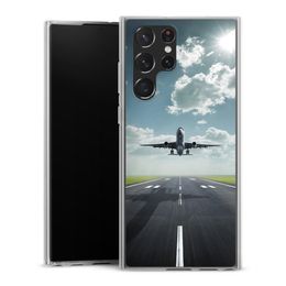 DeinDesign Galaxy S22 Ultra Handy Silikon H&uuml;lle Case transparent Handyh&uuml;lle Wanderlust Airplane Urlaub Silikon Case