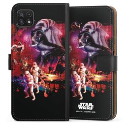 DeinDesign Galaxy A22 5G Handy Klapph&uuml;lle Handyh&uuml;lle aus Kunst Leder schwarz Flip Case Merchandise Star Wars Darth Vader Sideflip mit langer Lasche