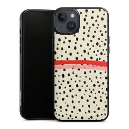 DeinDesign iPhone 14 Plus Handy Silikon H&uuml;lle Case schwarz Handyh&uuml;lle Stripes Points Kunst