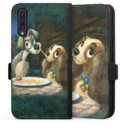 DeinDesign Galaxy A50 Handy Klapph&uuml;lle Handyh&uuml;lle aus Kunst Leder schwarz Flip Case Lady And The Tramp Disney Official Licensed Product Sideflip mit Lasche
