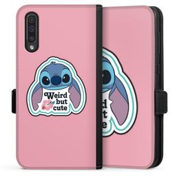 DeinDesign Galaxy A50 Handy Klapph&uuml;lle Handyh&uuml;lle aus Kunst Leder schwarz Flip Case Lilo & Stitch Disney Sayings Sideflip mit Lasche