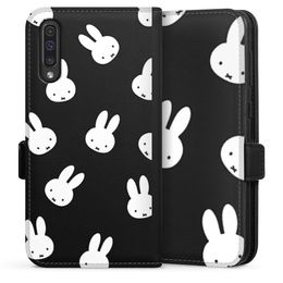 DeinDesign Galaxy A50 Handy Klapph&uuml;lle Handyh&uuml;lle aus Kunst Leder schwarz Flip Case Muster Miffy Transparent Sideflip mit Lasche