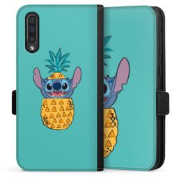 DeinDesign Galaxy A50 Handy Klapph&uuml;lle Handyh&uuml;lle aus Kunst Leder schwarz Flip Case Disney Lilo & Stitch Pineapple Sideflip mit Lasche