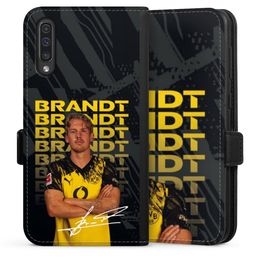 DeinDesign Galaxy A50 Handy Klapph&uuml;lle Handyh&uuml;lle aus Kunst Leder schwarz Flip Case Julian Brandt Bvb Borussia Dortmund Sideflip mit Lasche