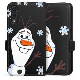 DeinDesign Galaxy A50 Handy Klapph&uuml;lle Handyh&uuml;lle aus Kunst Leder schwarz Flip Case Disney Frozen 2 Frozen Olaf Sideflip mit Lasche