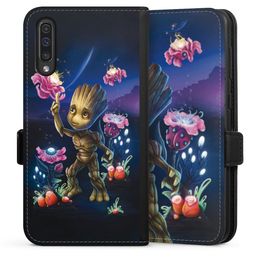 DeinDesign Galaxy A50 Handy Klapph&uuml;lle Handyh&uuml;lle aus Kunst Leder schwarz Flip Case Baby Groot Marvel Guardians Of The Galaxy Sideflip mit Lasche