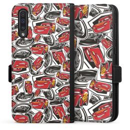 DeinDesign Galaxy A50 Handy Klapph&uuml;lle Handyh&uuml;lle aus Kunst Leder schwarz Flip Case Cars Lightning Mcqueen 95 Disney Pixar Sideflip mit Lasche