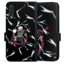 DeinDesign Galaxy A50 Handy Klapph&uuml;lle Handyh&uuml;lle aus Kunst Leder schwarz Flip Case Naruto Shippuden Official Licensed Product Kakashi Sideflip mit Lasche