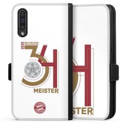 DeinDesign Galaxy A50 Handy Klapph&uuml;lle Handyh&uuml;lle aus Kunst Leder schwarz Flip Case Official Licensed Product Master Fc Bayern M&uuml;nchen Sideflip mit Lasche
