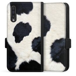 DeinDesign Galaxy A50 Handy Klapph&uuml;lle Handyh&uuml;lle aus Kunst Leder schwarz Flip Case Animal Look Animal Print Cow Skin Sideflip mit Lasche