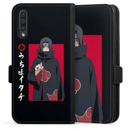 DeinDesign Galaxy A50 Handy Klapph&uuml;lle Handyh&uuml;lle aus Kunst Leder schwarz Flip Case Official Licensed Product Itachi Uchiha Naruto Shippuden Sideflip mit Lasche