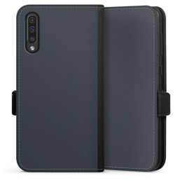 DeinDesign Galaxy A50 Handy Klapph&uuml;lle Handyh&uuml;lle aus Kunst Leder schwarz Flip Case Anthracite Grey Unicoloured Sideflip mit Lasche