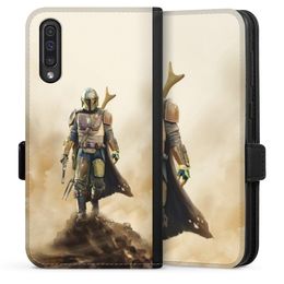DeinDesign Galaxy A50 Handy Klapph&uuml;lle Handyh&uuml;lle aus Kunst Leder schwarz Flip Case Official Licensed Product The Mandalorian Star Wars Sideflip mit Lasche