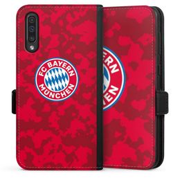 DeinDesign Galaxy A50 Handy Klapph&uuml;lle Handyh&uuml;lle aus Kunst Leder schwarz Flip Case Camouflage Fcb Fc Bayern M&uuml;nchen Sideflip mit Lasche