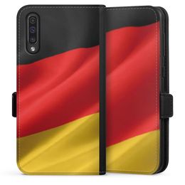 DeinDesign Galaxy A50 Handy Klapph&uuml;lle Handyh&uuml;lle aus Kunst Leder schwarz Flip Case Germany Flags Flag Sideflip mit Lasche