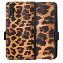 DeinDesign Galaxy A50 Handy Klapph&uuml;lle Handyh&uuml;lle aus Kunst Leder schwarz Flip Case Animal Print Leopard Fur Sideflip mit Lasche