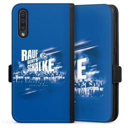DeinDesign Galaxy A50 Handy Klapph&uuml;lle Handyh&uuml;lle aus Kunst Leder schwarz Flip Case Official Licensed Product Ascent Fc Schalke 04 Sideflip mit Lasche