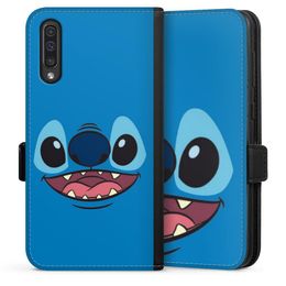 DeinDesign Galaxy A50 Handy Klapph&uuml;lle Handyh&uuml;lle aus Kunst Leder schwarz Flip Case Official Licensed Product Disney Lilo & Stitch Sideflip mit Lasche
