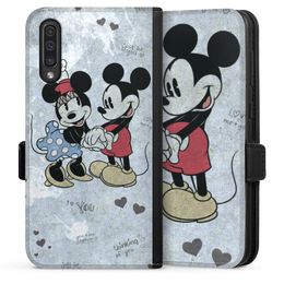 DeinDesign Galaxy A50 Handy Klapph&uuml;lle Handyh&uuml;lle aus Kunst Leder schwarz Flip Case Vintage Disney Sideflip mit Lasche