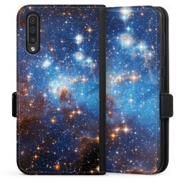 DeinDesign Galaxy A50 Handy Klapph&uuml;lle Handyh&uuml;lle aus Kunst Leder schwarz Flip Case Weltall Star Galaxy Sideflip mit Lasche