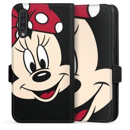 DeinDesign Galaxy A50 Handy Klapph&uuml;lle Handyh&uuml;lle aus Kunst Leder schwarz Flip Case Disney Minnie Mouse Official Licensed Product Sideflip mit Lasche