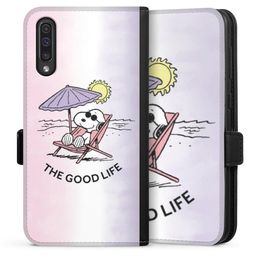 DeinDesign Galaxy A50 Handy Klapph&uuml;lle Handyh&uuml;lle aus Kunst Leder schwarz Flip Case Snoopy Official Licensed Product Peanuts Sideflip mit Lasche