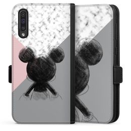 DeinDesign Galaxy A50 Handy Klapph&uuml;lle Handyh&uuml;lle aus Kunst Leder schwarz Flip Case Marble Disney Mickey Mouse Sideflip mit Lasche