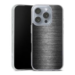 DeinDesign iPhone 16 Pro Handy Silikon H&uuml;lle Case transparent Handyh&uuml;lle Anthracite Metallic Look Metal Silikon Case